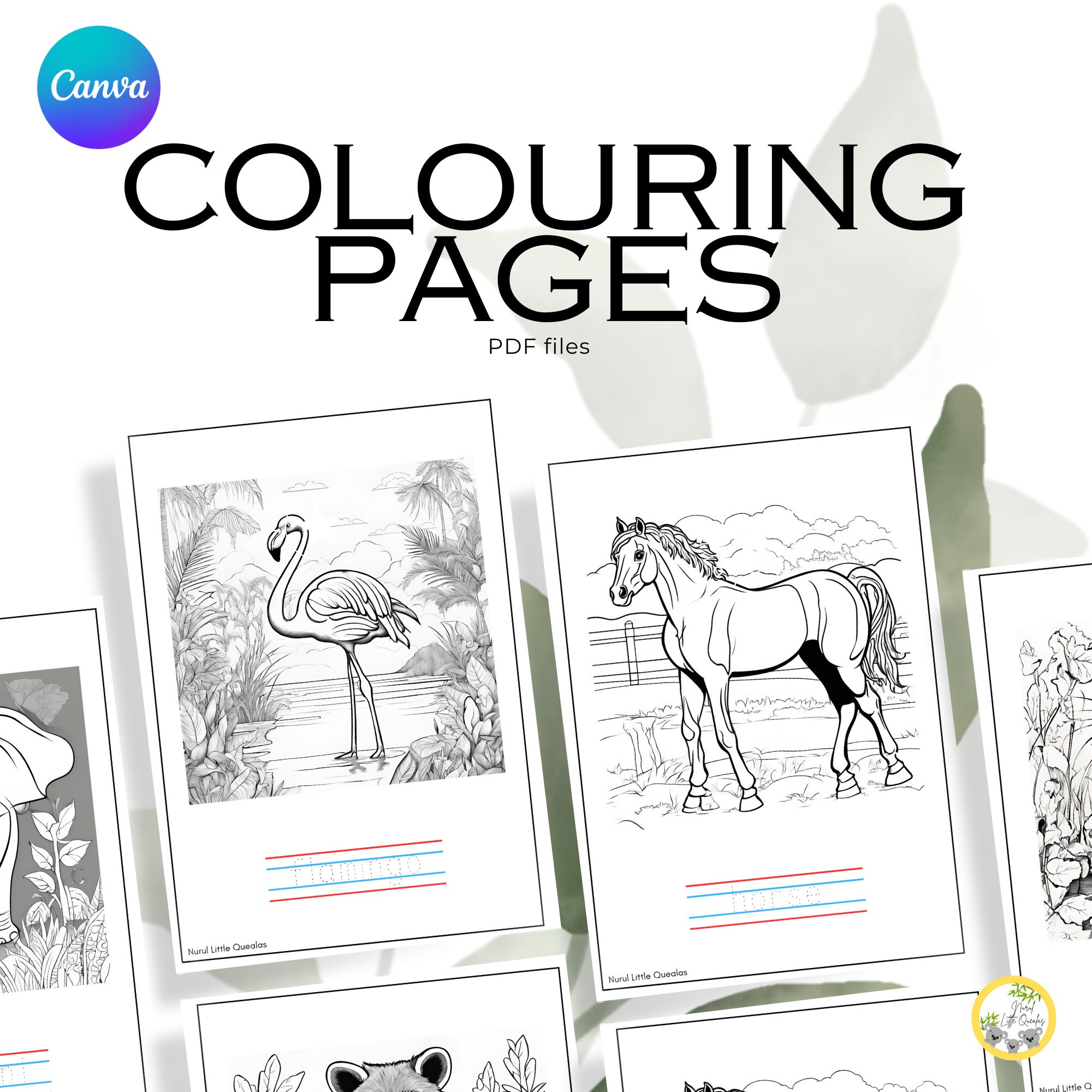Printable at the Zoo Colouring Pages for Kids Animal Coloring Pages Set ...