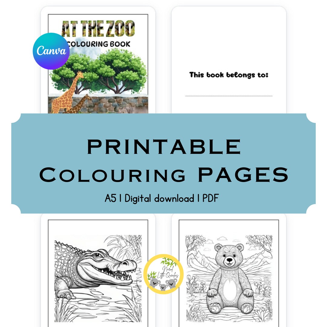 Printable at the Zoo Colouring Pages for Kids Animal Coloring Pages Set ...