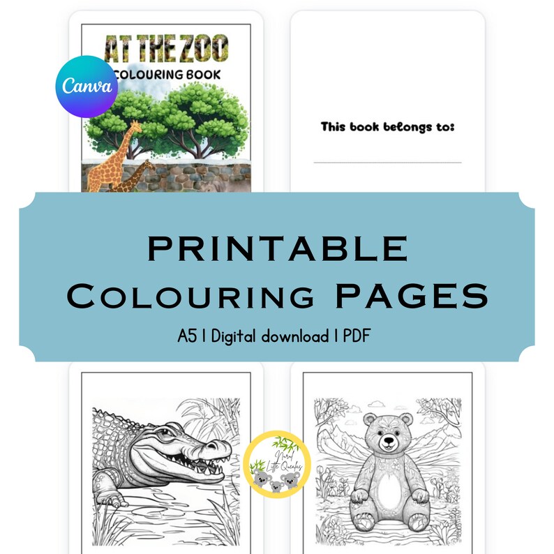 Printable at the Zoo Colouring Pages for Kids Animal Coloring Pages Set ...