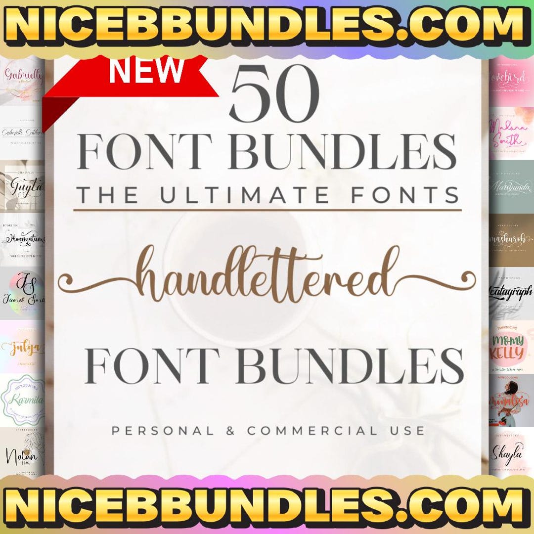 The Ultimate 50 Handwritten Fonts Font Bundle, Heart Font, Cricut ...