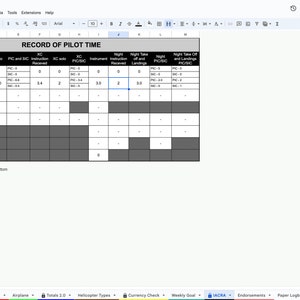 Digital Pilot Log Book - Etsy