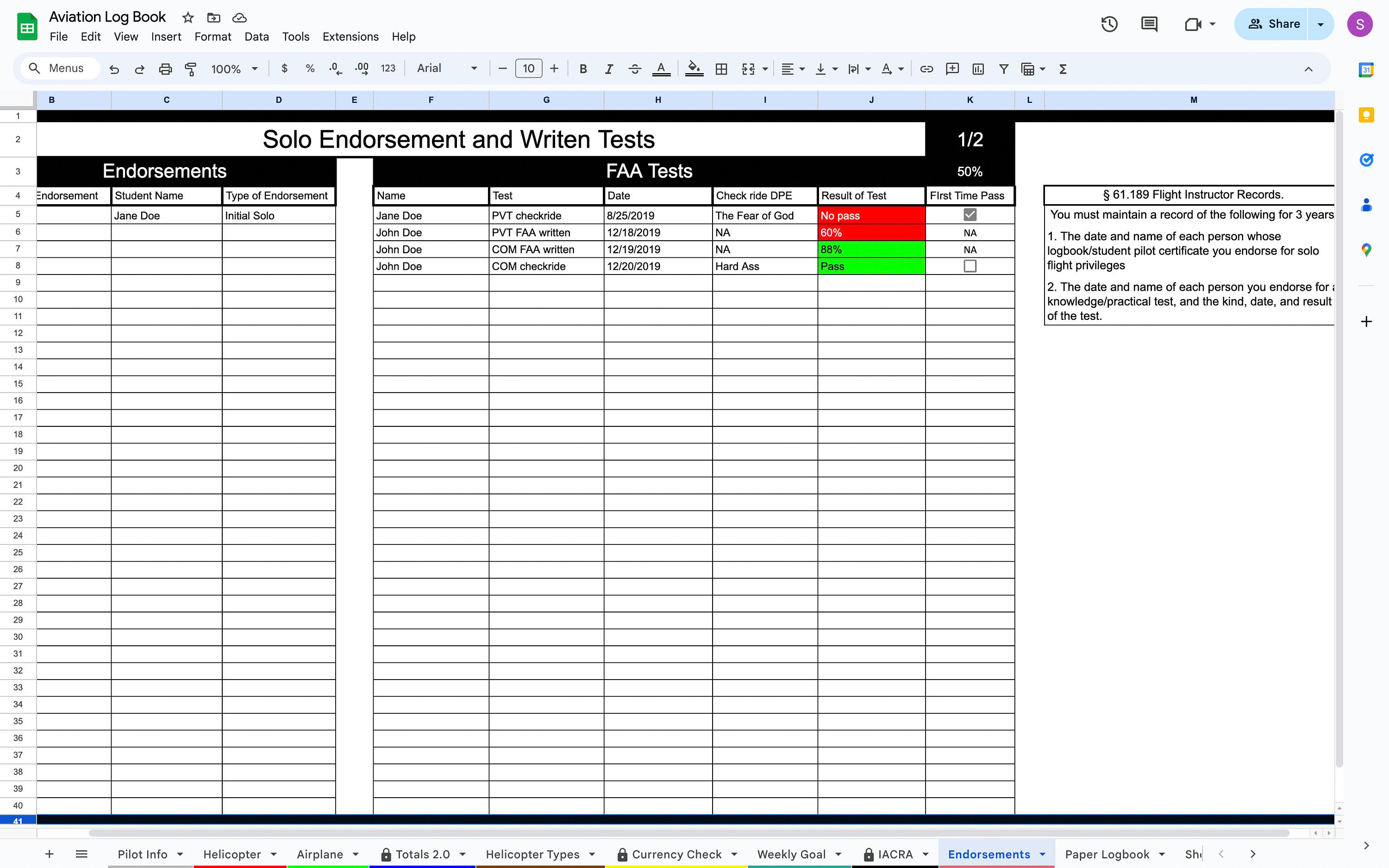 Digital Pilot Log Book - Etsy