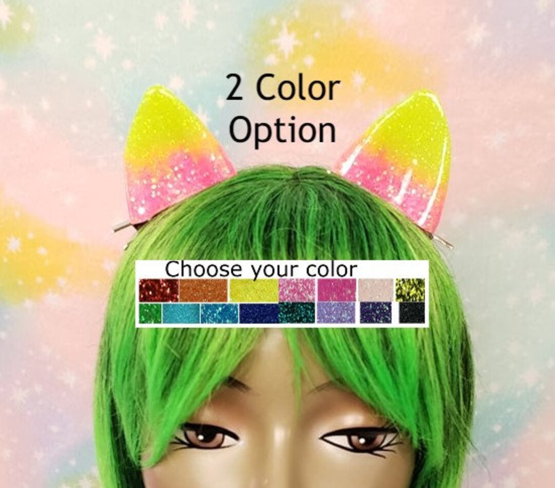 MADE TO ORDER Clip on Cat Ears 2 Color Option Pick Your Colors - Etsy