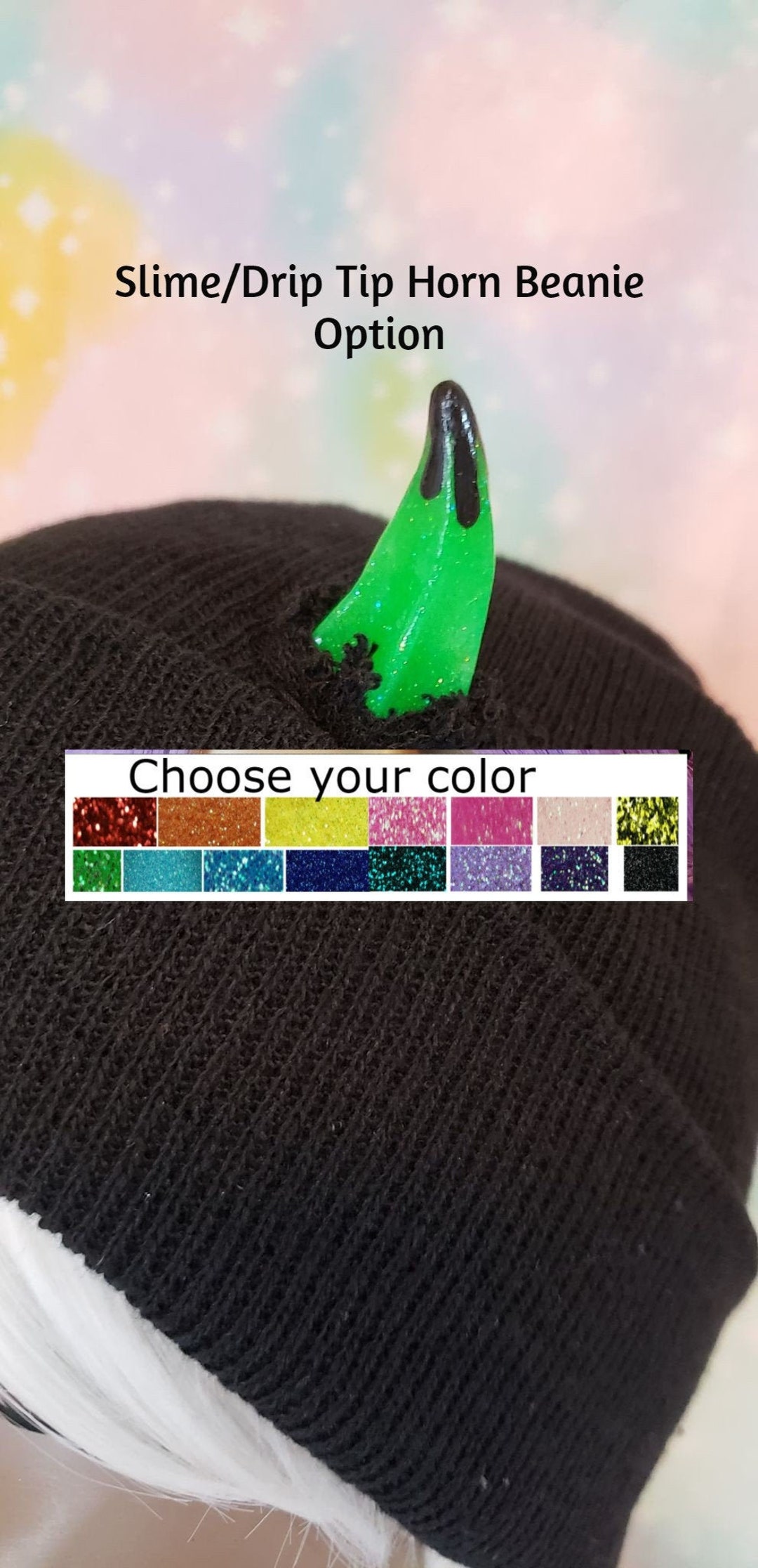 MADE TO ORDER Custom Color Drip/slime Style Horn Beanie - Etsy