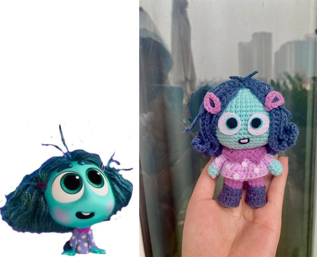 Crochet Mini Envy Inside Out, Envy Keychain Amigurumi Envy Keychain ...