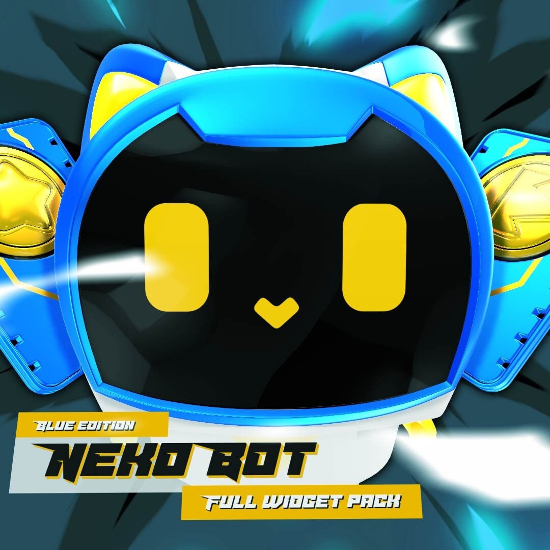 Neko Bot BLUE: Cyberpunk Robocat Twitch Stream Widget - Etsy