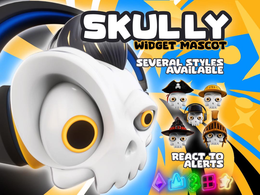 Animated Skully Stream Widget: Twitch Alerts, Vtuber Mascot - Etsy