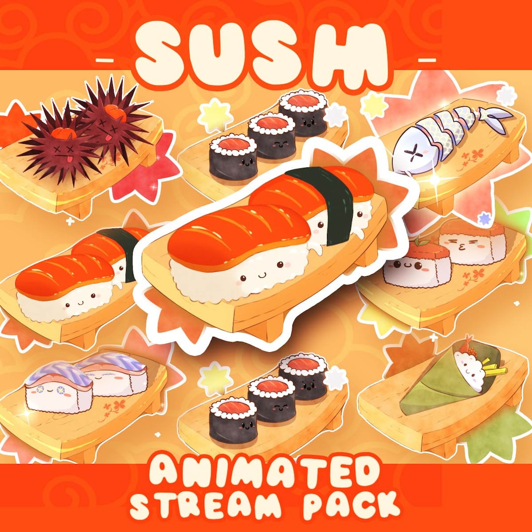 Kawaii Sushi Animated Stream Alerts: Japanese Food Twitch Graphics - Etsy