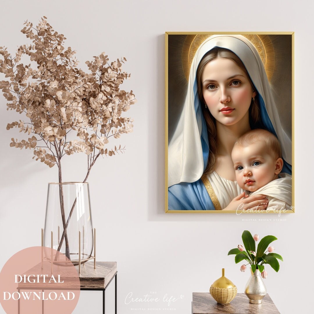 Mother Mary Baby Jesus Mother Mary Of Peace Digital Download Catholic