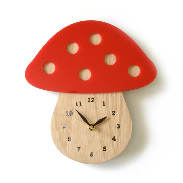Red Wall Clock - Etsy