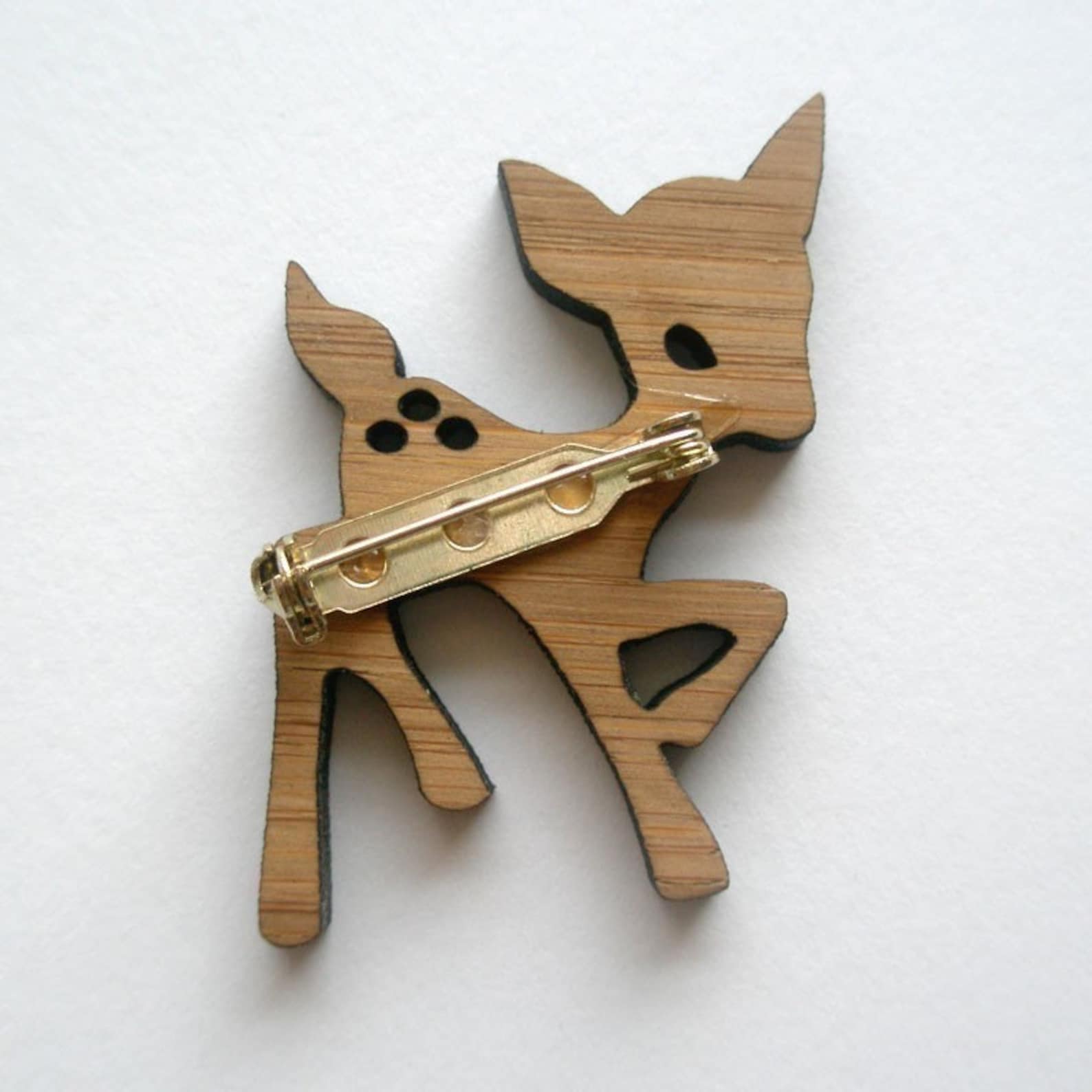 Fawn Pin Animal Brooch Bamboo - Etsy