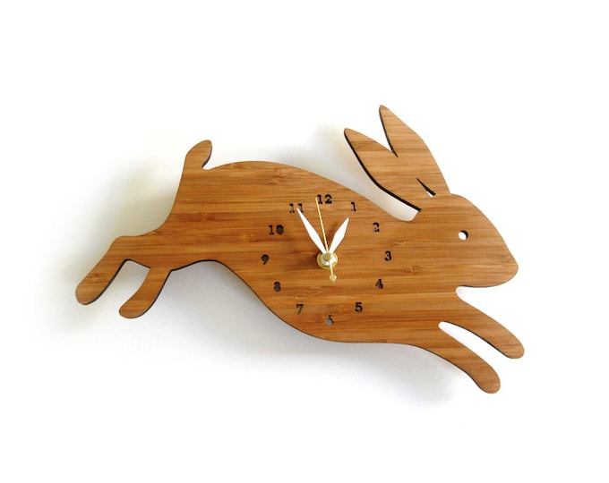 Leaping Rabbit Wall Clock With Numbers - Etsy