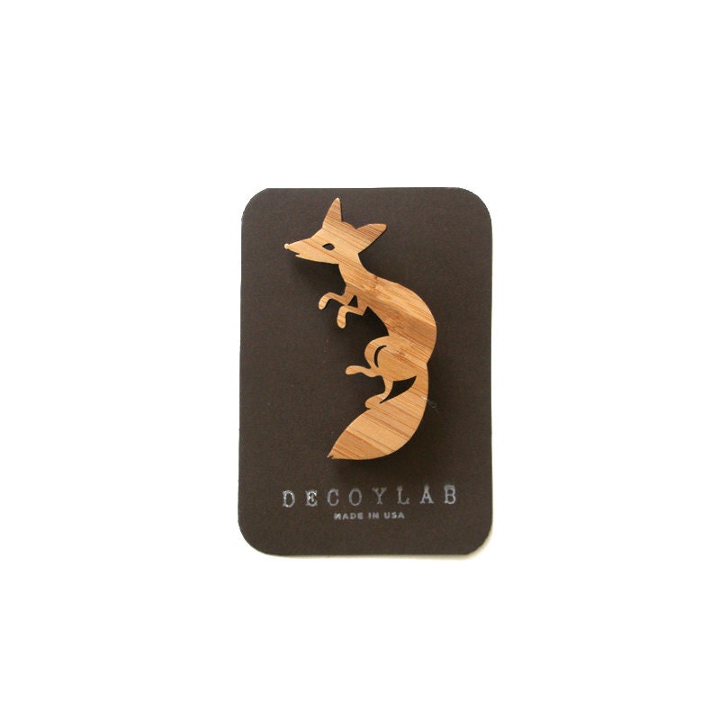 Fox Pin Bamboo Wood Forest Animal Theme - Etsy