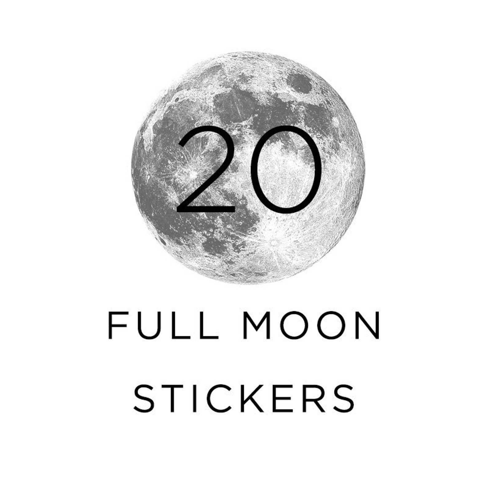Full Moon Stickers Silver Moon Pack of 20 for Stationary - Etsy