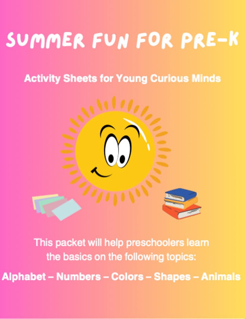 Summer Activity Book for Preschoolers - Etsy