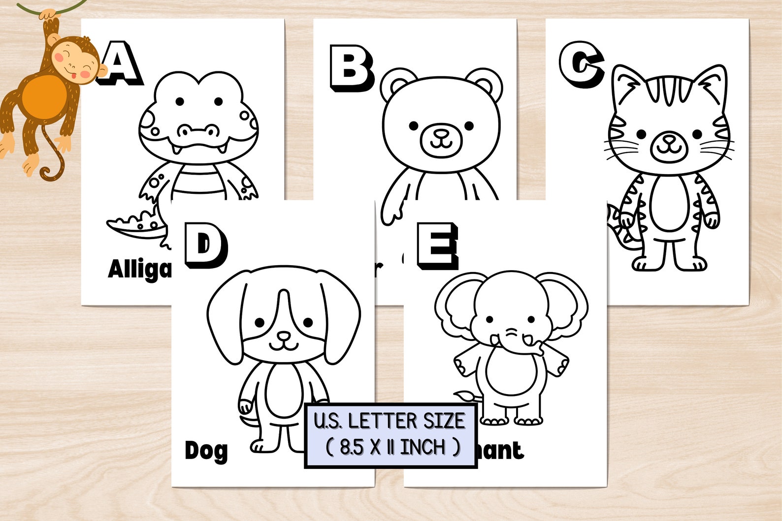Printable Animal Alphabet Coloring Pages ABC Worksheets Preschool ...