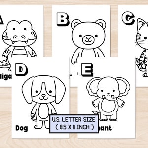 Printable Animal Alphabet Coloring Pages ABC Worksheets Preschool ...