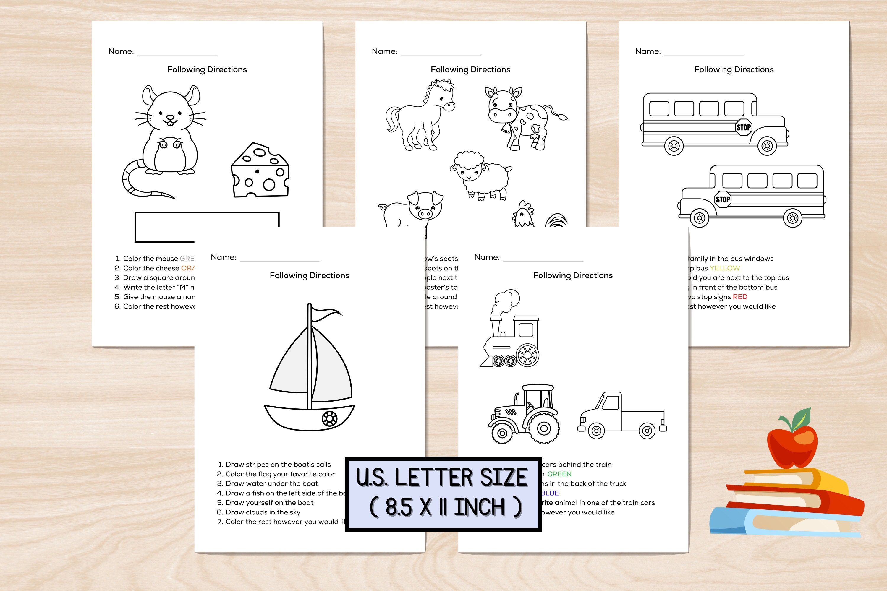 Following Directions Activity Sheets: Preschool & Kindergarten (PDF) - Etsy