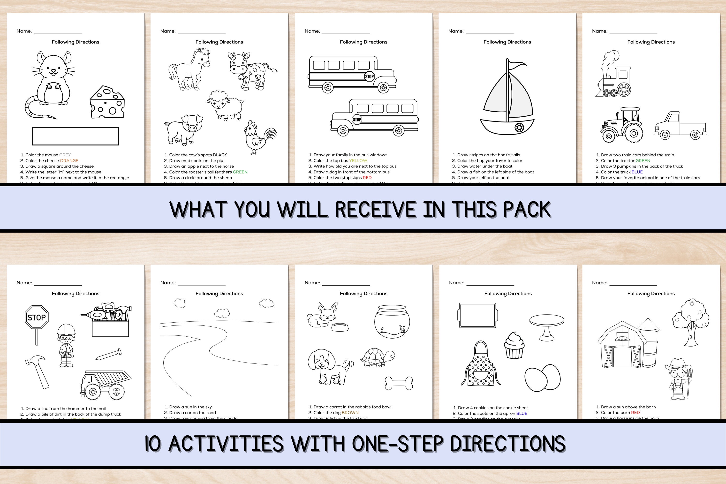 Following Directions Activity Sheet Preschool Kindergarten Homeschool ...