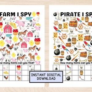 Themed I Spy Game Printable Activity for Kids Preschool Kindergarten ...