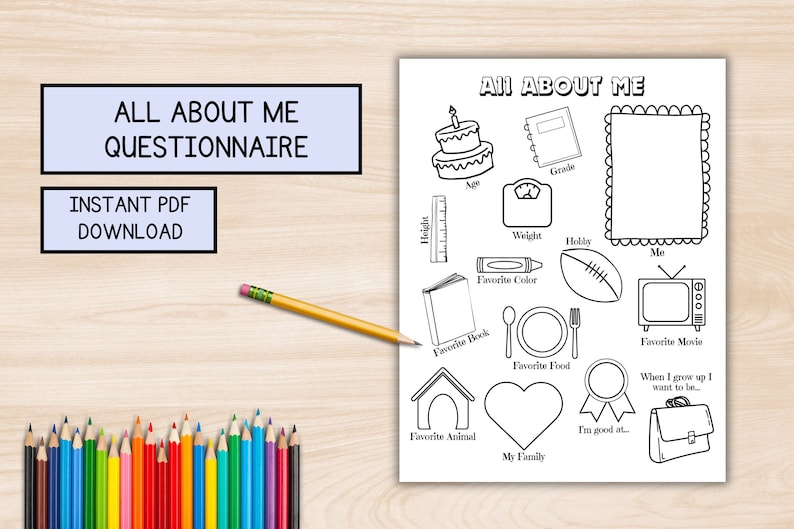 All About Me Activity Sheet First Day of School Printable Worksheet ...