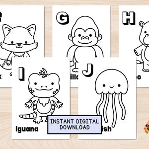 Printable Animal Alphabet Coloring Pages ABC Worksheets Preschool ...
