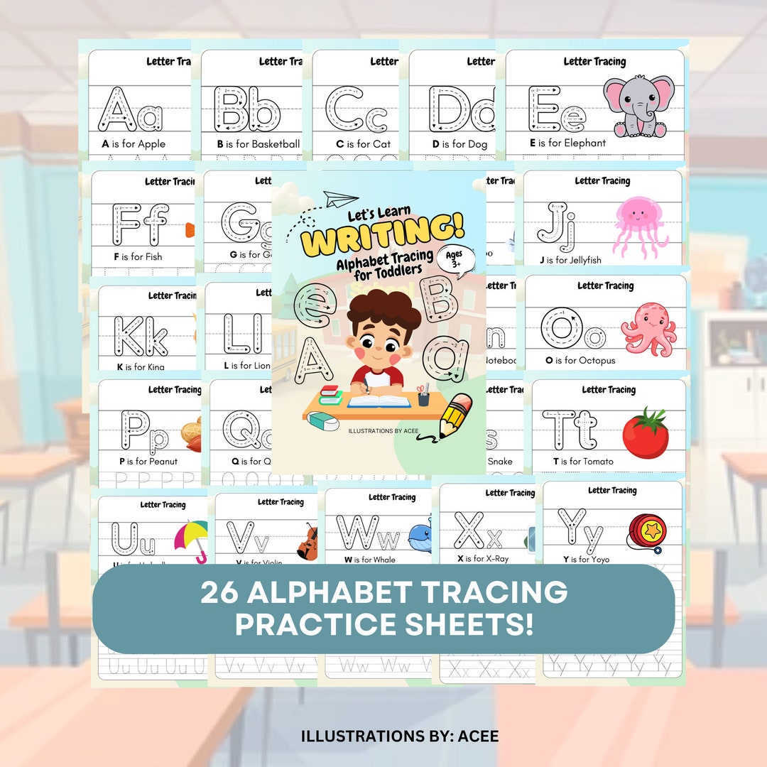 Let's Learn Writing alphabet Tracing Practice Sheets - Etsy