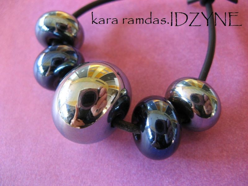Silvered Mirrors Metallic Lampwork set of 5 Beads Including - Etsy