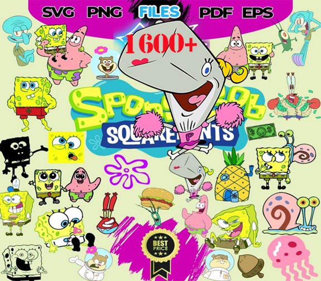 1600 Files Sponge Bob SVG PNG DXF Eps Pdf, Sponge Bob Face, Sponge Bob ...
