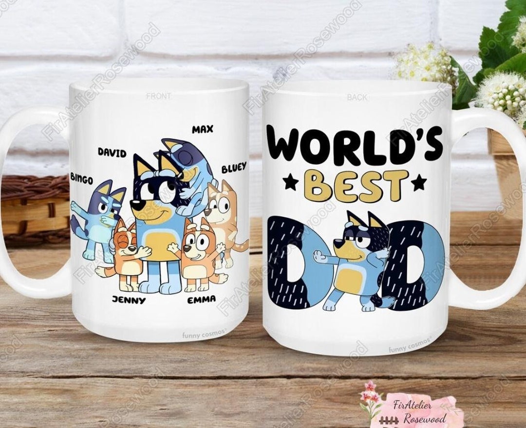 Personalized Bluey Mug, Bluey Dad Mug, World's Best Dad Mug, Bluey ...