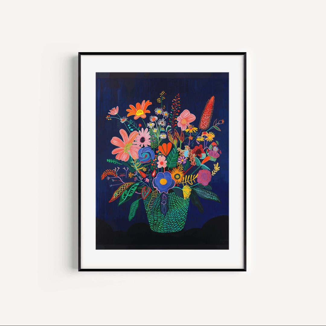 Eclectic Flower Bouquet Arrangement Digital Print, Printable Bold Fun ...