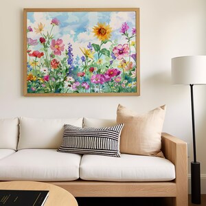Watercolor Wildflower Meadow, Cottagecore Flower Art Print, Serene ...