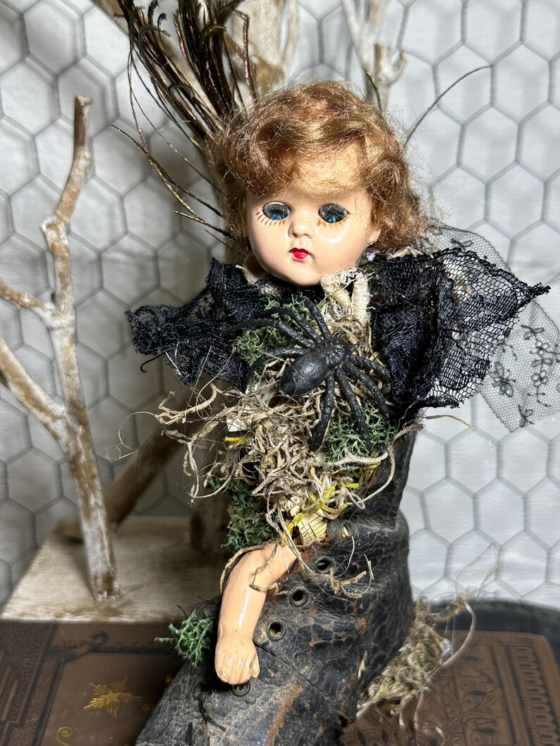 Antique Spooky Little Leather Shoe Creepy Vintage Doll Head Vignette - Etsy
