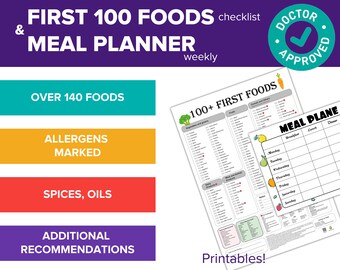 Printable List of Baby's First 100 Foods Milestone Food Cards Included ...