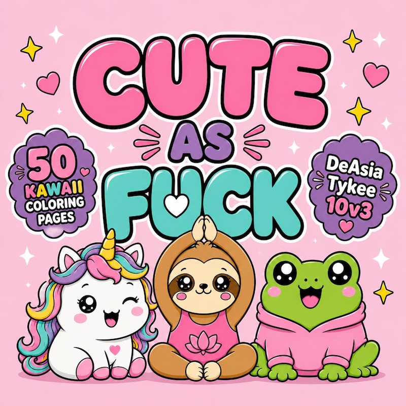 Adult Kawaii Coloring - Etsy