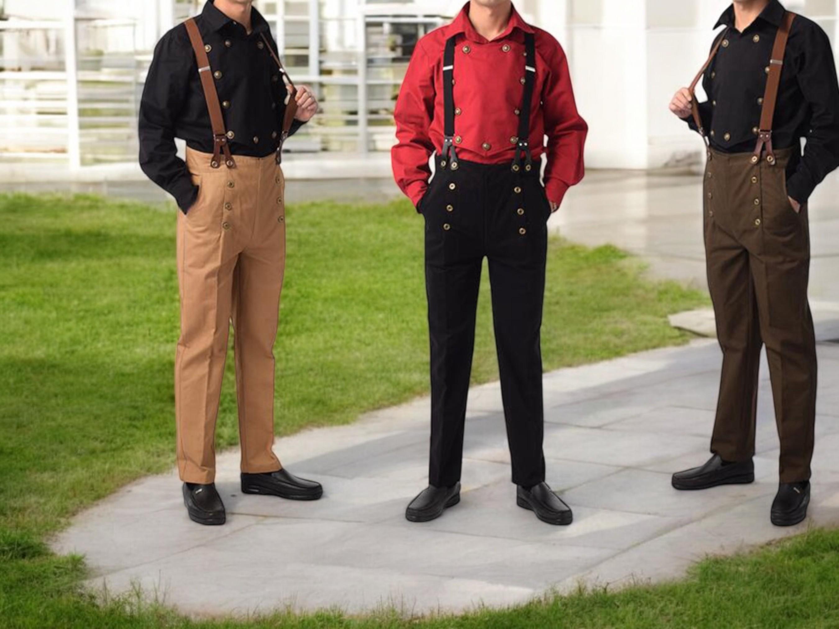 Victorian High Waist Pants Regency Steampunk Breeches 19th Century ...