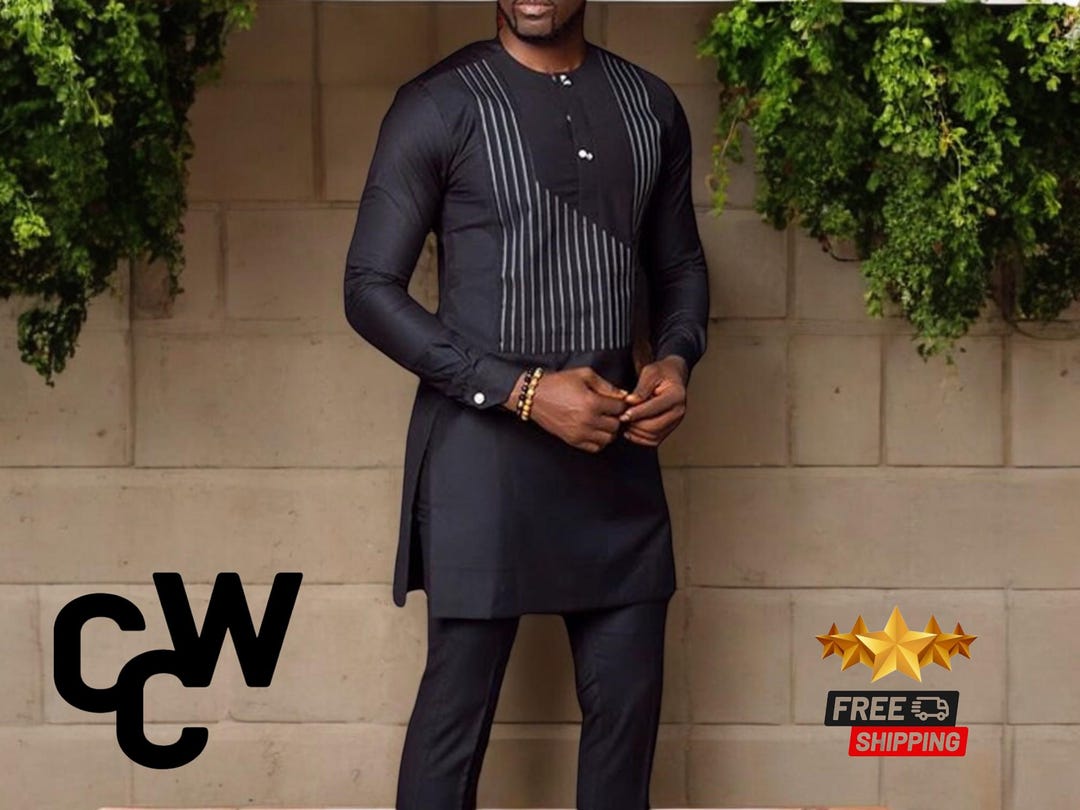 Men Formal Clothing Set | Striped Vertical Design Shirt | Straight Cut ...
