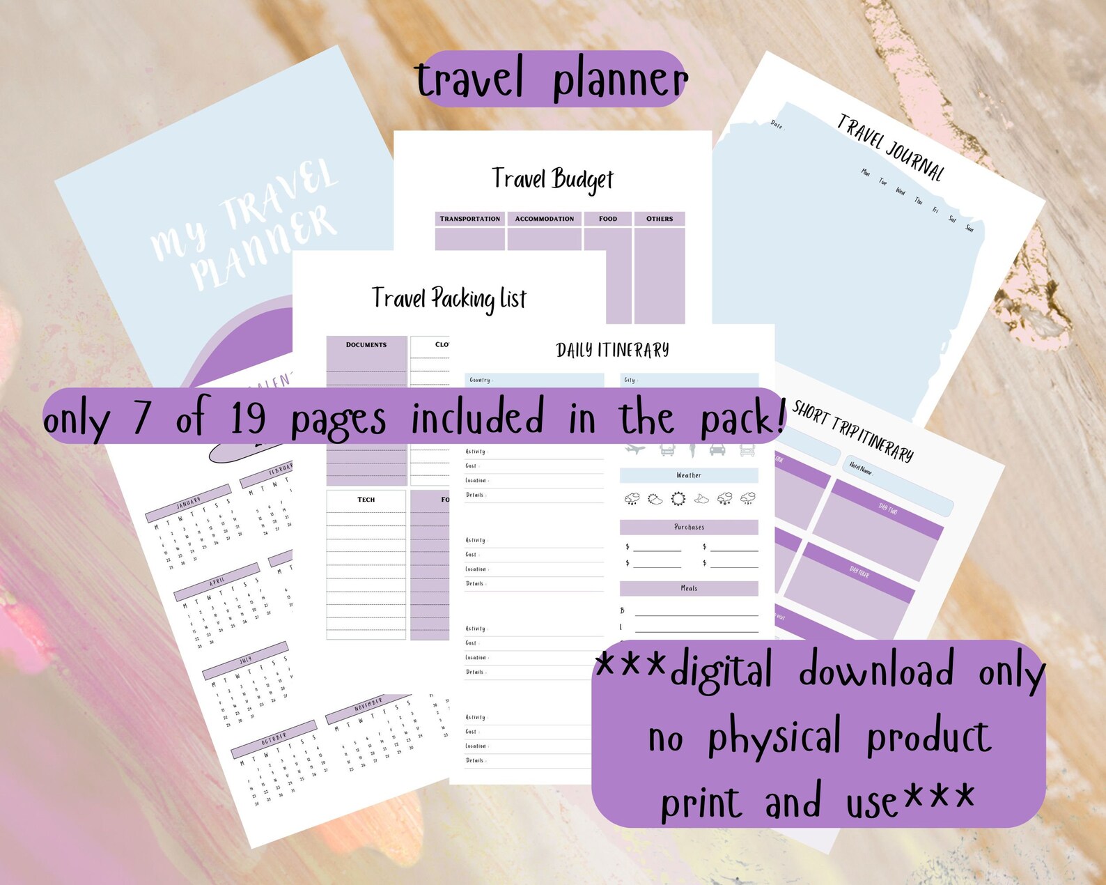 Printable Travel Planner Bundle: Itinerary, Budget, Packing Lists (PDF ...