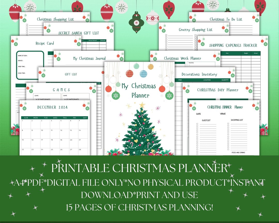 2024 Christmas Planner Printable: Festive Holiday Organizer (digital ...