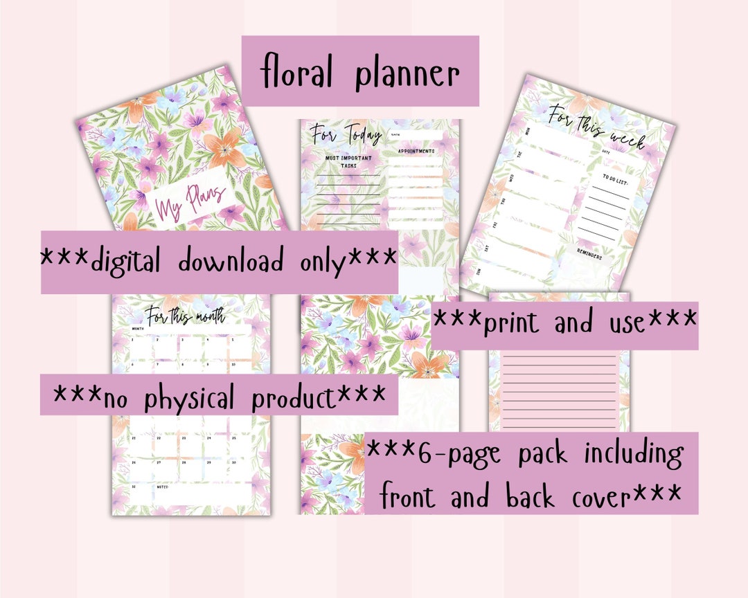 Floral Planner Printable | Daily, Weekly & Monthly Organizer | A4 PDF ...