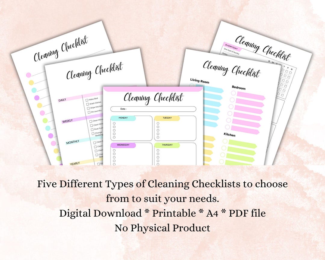 Ultimate Cleaning Checklist Digital Printable for a Tidy Home; All-in ...