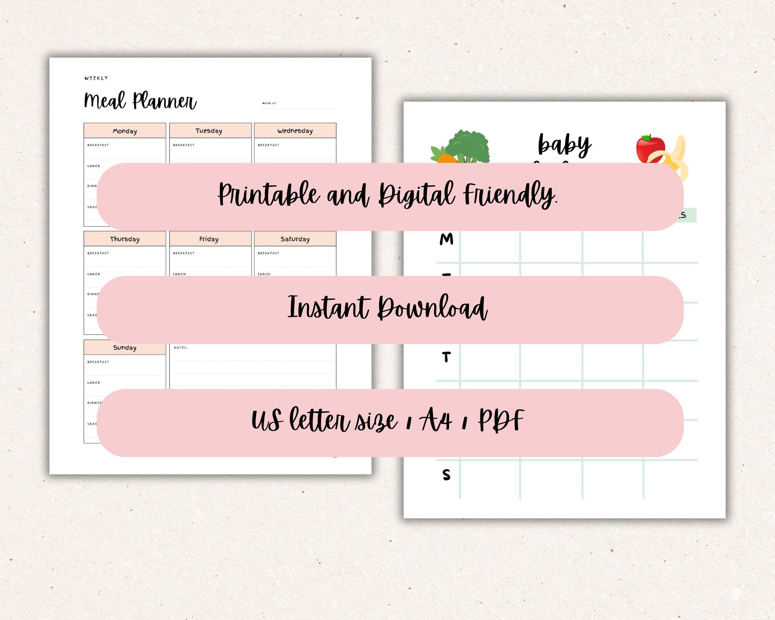 Baby Meal Planner Printable: Feeding Tracker, First Foods Guide and ...