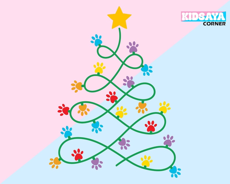 Paw Tree Svg, Christmas, Paw Print Christmas Tree Svg, Paws Cut Files ...