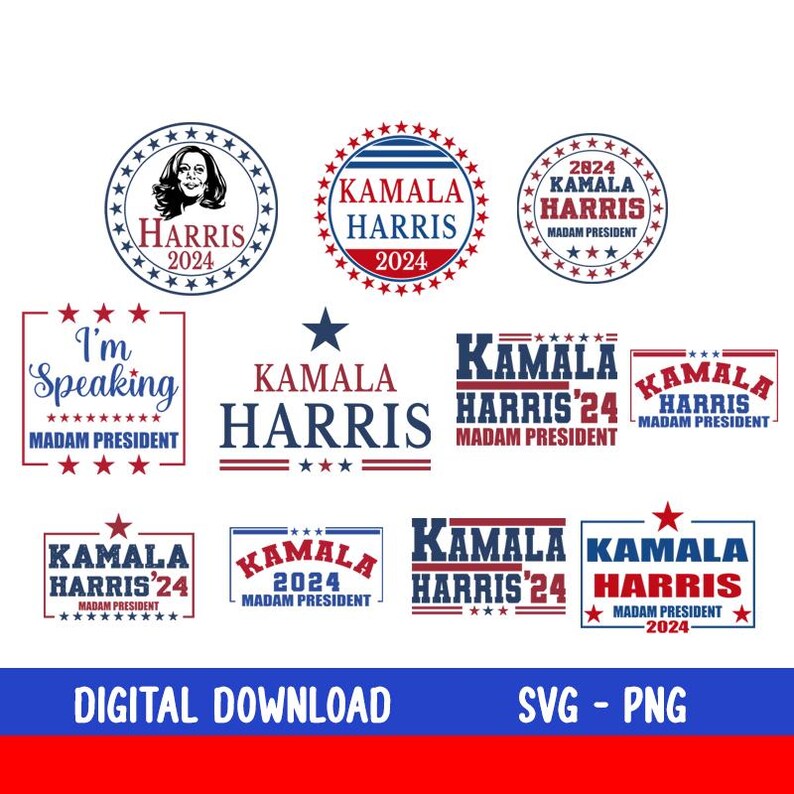 Kamala Harris Bundle 2024 Svg Png Bundle, Kamala Harris for President ...