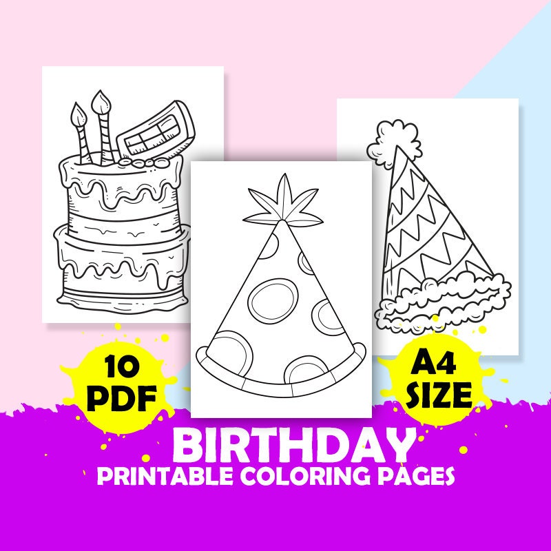 Birthday Party Coloring Sheet, Birthday Coloring Pages, Birthday ...