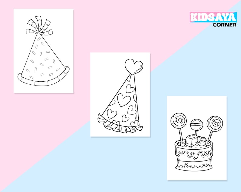 Birthday Coloring Pages: Party Activity, A4 (PDF) - Etsy