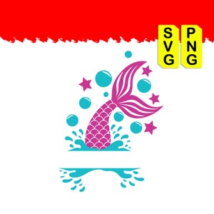 Mermaid Tail Split Monogram SVG, Mermaid Tail SVG Png, Mermaid Scales ...