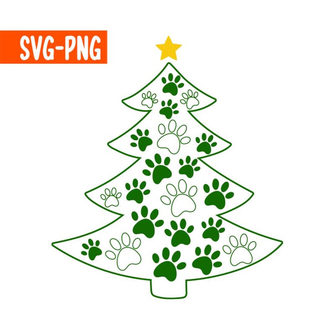 Paw Print Christmas Tree SVG: Pet Lovers Clipart (PNG, SVG) - Etsy