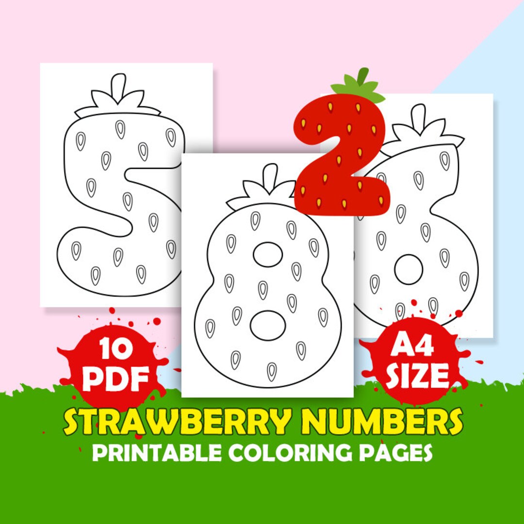 Birthday Party Coloring Sheet, Strawberry Numbers Coloring Pages, Baby ...