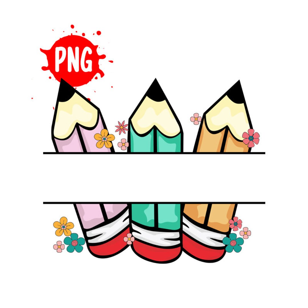 Pencil Name Frame Png, Teacher Png, Teacher Shirt, School Png, Digital ...